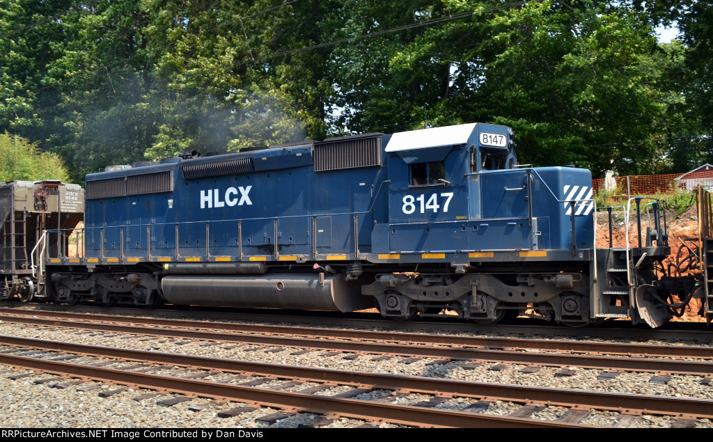 HLCX SD40-2 8147 trails on Q439-17